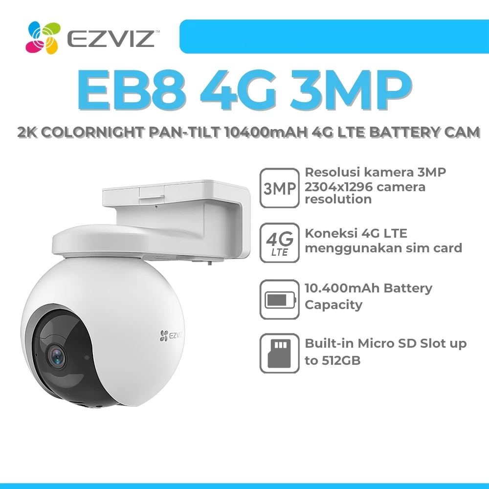 Jual Ezviz EB8 4G 2K Pan & Tilt 4G Battery Camera | Shopee Indonesia