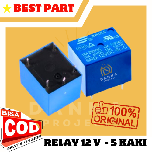 Jual Relay 12 Volt 5 Kaki SRD-12VDC-SL-C Songle best Relay 5 Pin Original | Shopee Indonesia