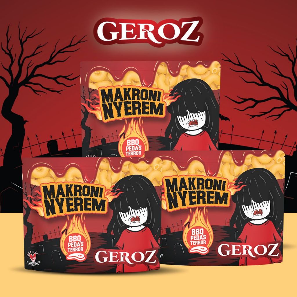 Jual Geroz - Makroni Nyerem - Rasa BBQ isi 3 | Shopee Indonesia