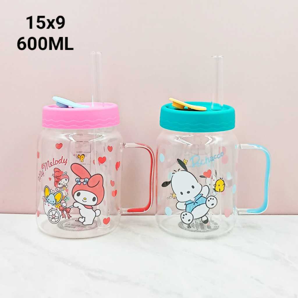 Jual GELASS BENING TUTUP WARNA + SEDOTAN | GELAS SEDOTAN KACA KARAKTER ...