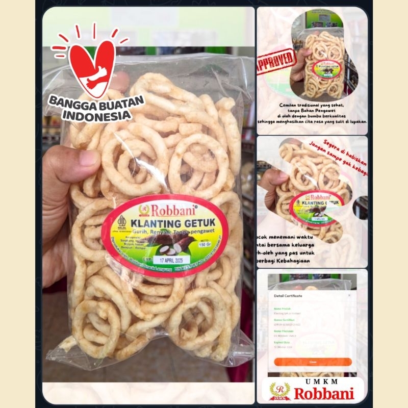 Jual Klanting Getuk Robbani Snack 150gram Kelanting Singkong Lanting ...
