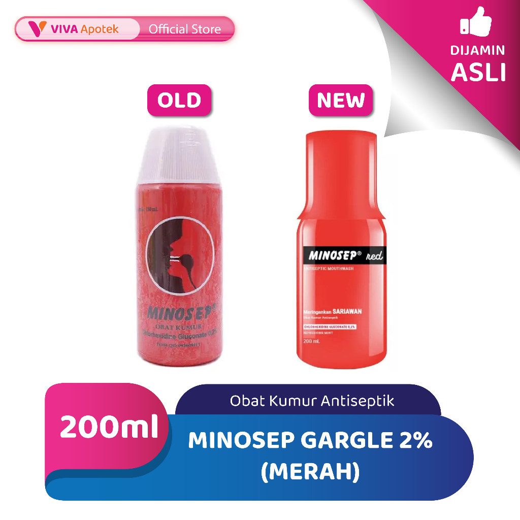 Jual Minosep Gargle 2% (Merah) Obat Kumur Antiseptik (200 ml) | Shopee ...