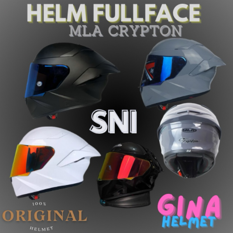 Jual HELM FULLFACE MLA TTC KACA BLUE SOLID SNI / HELM FULL FACE MLA ...