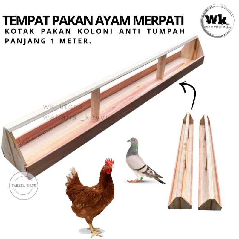 Jual kotak pakan merpati ayam panjang 1 meter | kotak koloni burung ...