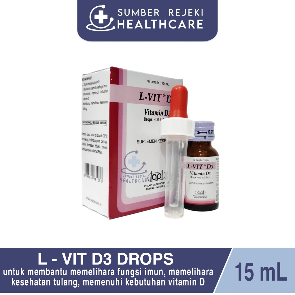 Jual L-VIT D3 DROP Botol 15 mL - L VIT Suplemen Vitamin D3 Untuk Bayi ...