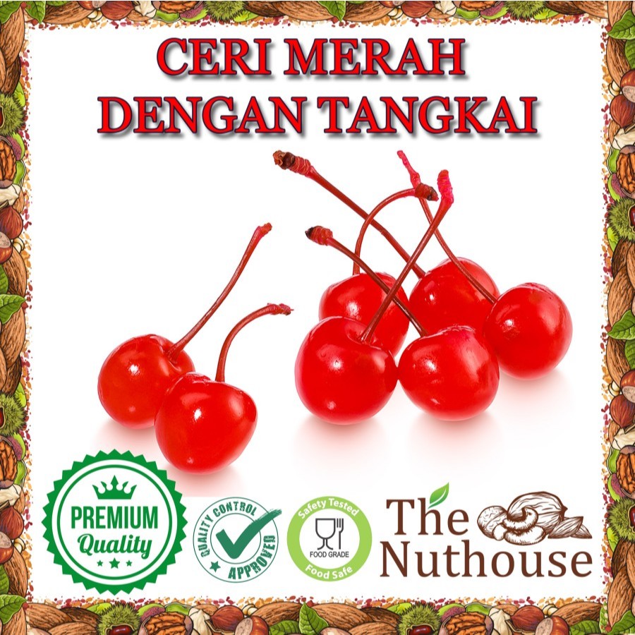 Jual Ceri Merah Tangkai / Red Maraschino Cherries with Stem / Cherry [Frutaneira] Ukuran: 4.25kg ...