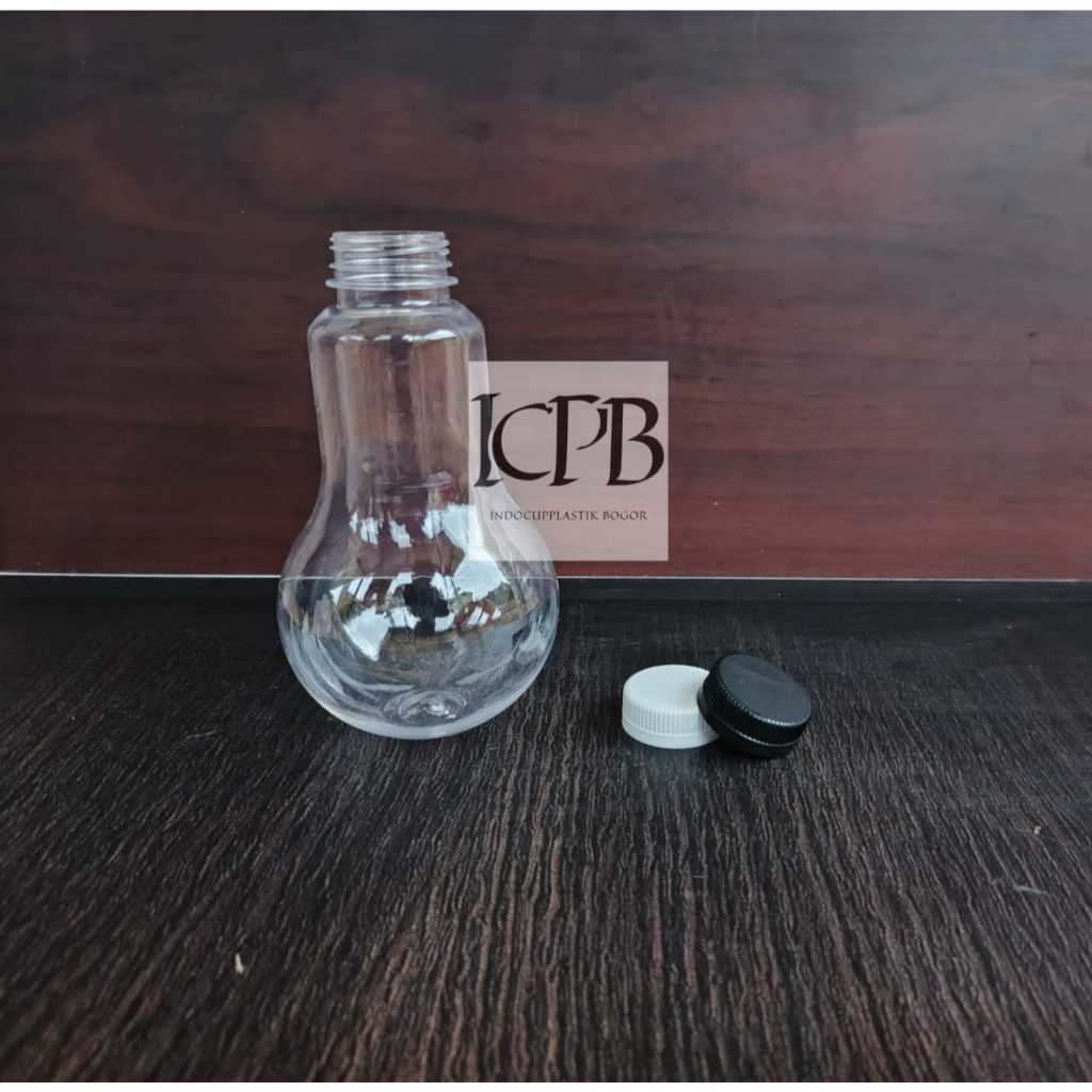 Jual Botol Bohlam 300 ml Clear / Botol Plastik 300 ml, Tutup SN Putih ...