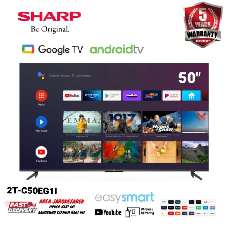 Jual SHARP LED TV 50 INCH ANDROID SMART 2T-C50EG1I | Shopee Indonesia