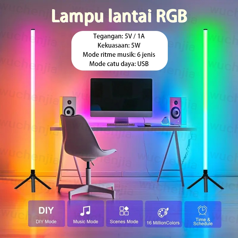 Jual 100CM Lampu Lantai DC5V Lampu Standing Remote Kontrol RGB Standing ...