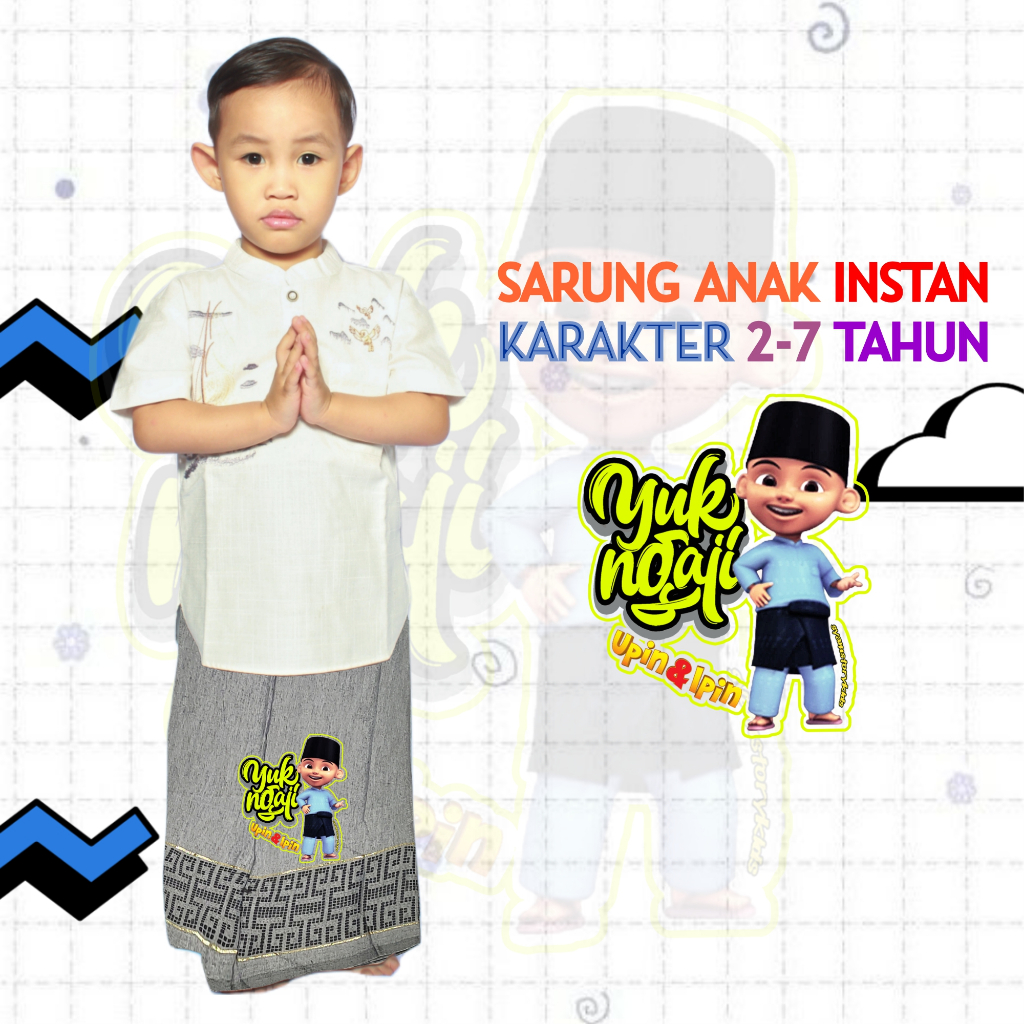 Jual Sarung Anak Instan Motif Karakter Upin Ipin Yuk Ngaji Model Rok ...