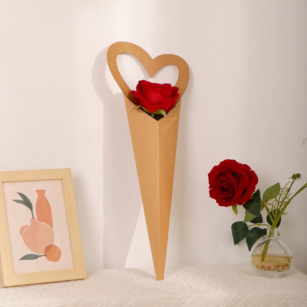 Jual SPRING - single rose box plastik bunga satuan kertas bentuk love ...