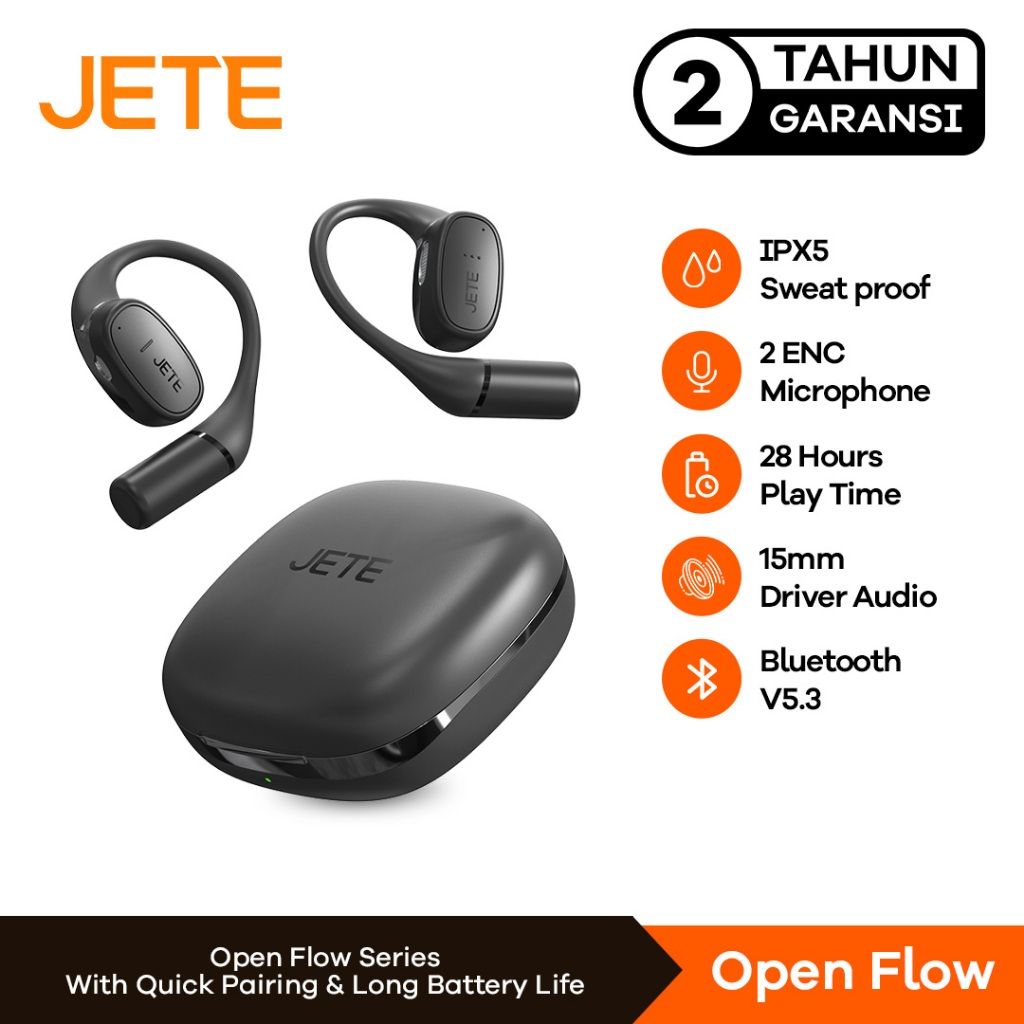 Jual JETE Open Flow Headset Sport Open Ear IPX5 With 2 Mic ENC ...