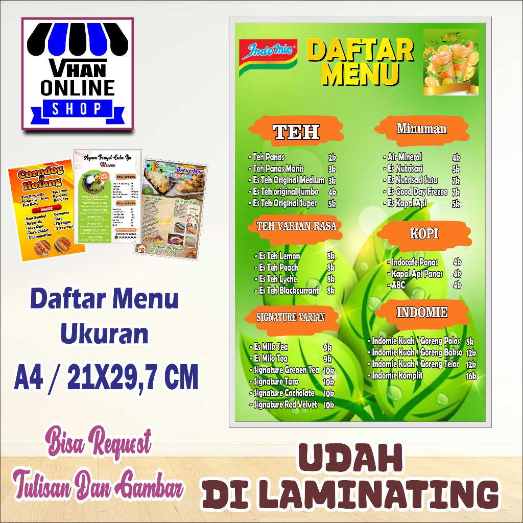 Jual Cetak Poster Daftar Menu Untuk Warmindo KerenCetak Poster Daftar ...