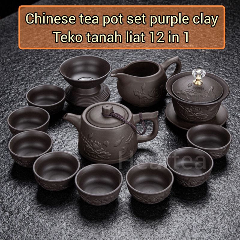 Jual Chinese Tea Set Purple Clay / Teko Set Tanah Liat 12 in 1 | Shopee ...
