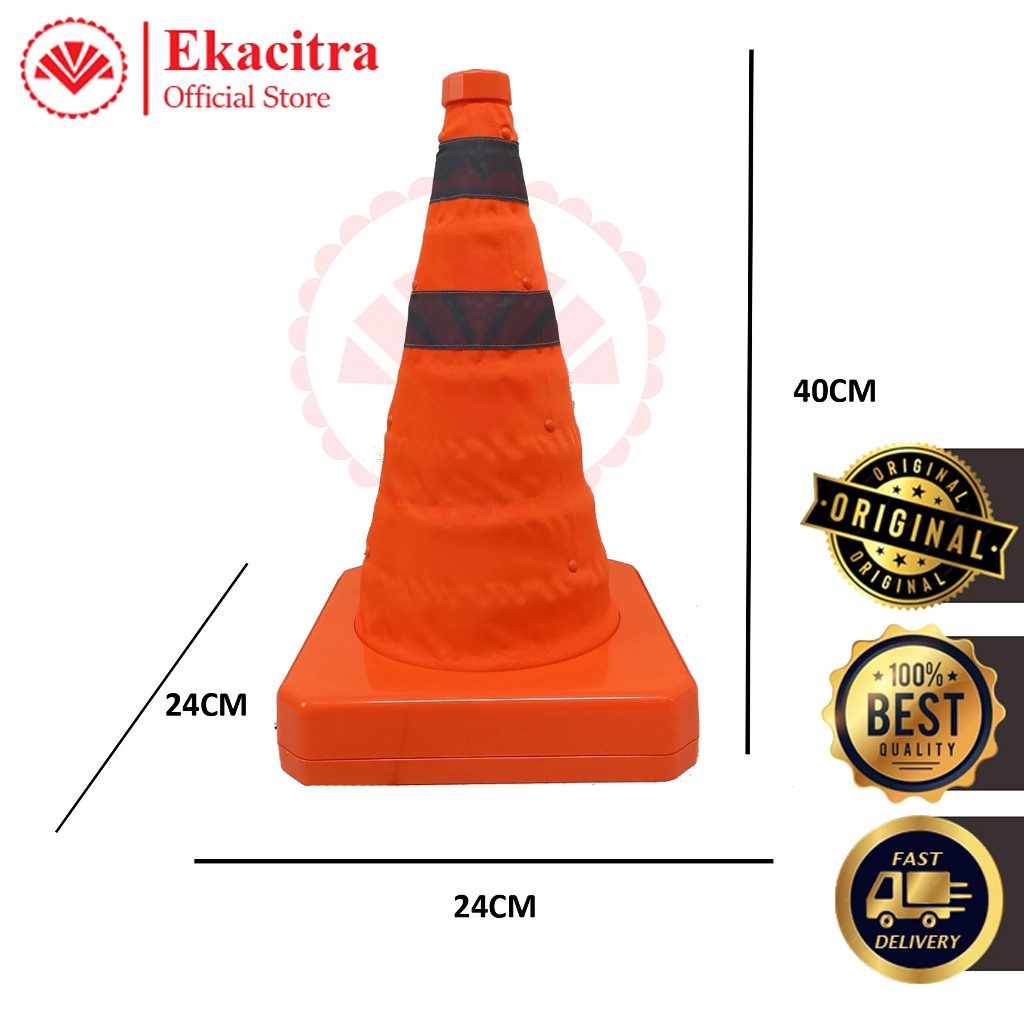 Jual Foldable Traffic Cone Emergency | Kerucut Segitiga Darurat Model Lipat dengan lampu ...