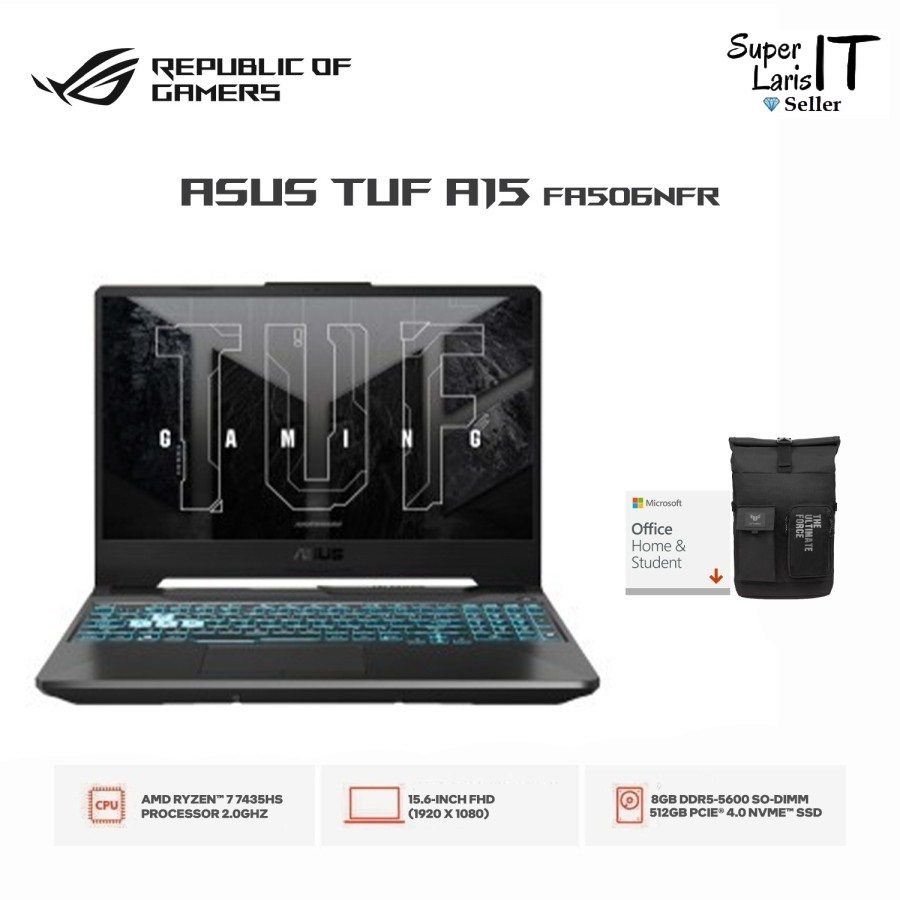 Jual ASUS TUF Gaming A15 FA506NFR-R725B1T-OM Ryzen 7 R7 7435HS ram 8GB ssd 512GB RTX 2050 15.6 ...