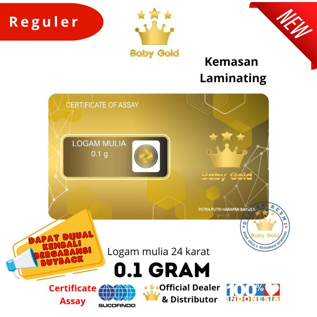 Jual BABY GOLD 0.1GRAM Logam Mulia Emas Mini | Shopee Indonesia