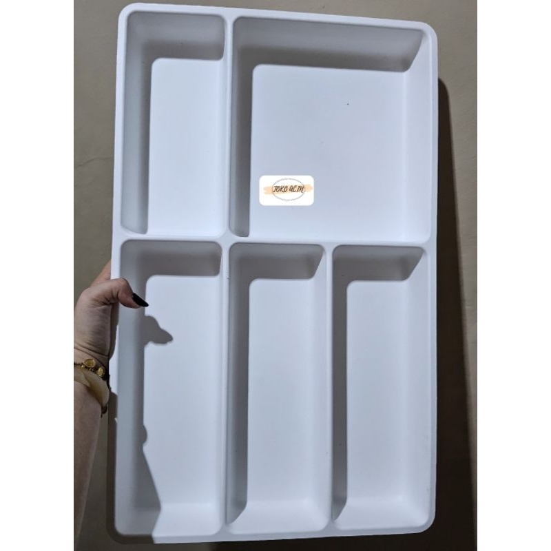 Jual STODJA Baki peralatan makan putih uk 31x50 cm, wadah sendok garpu ...