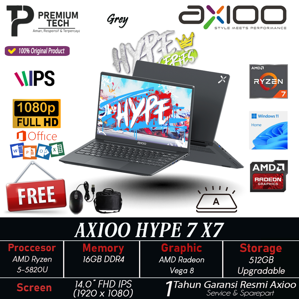 Jual Axioo Mybook Hype 7 AMD X7 Ryzen 5 5825U 32GB 1TB SSD FHD IPS Backlit WIndows 11 Home ...