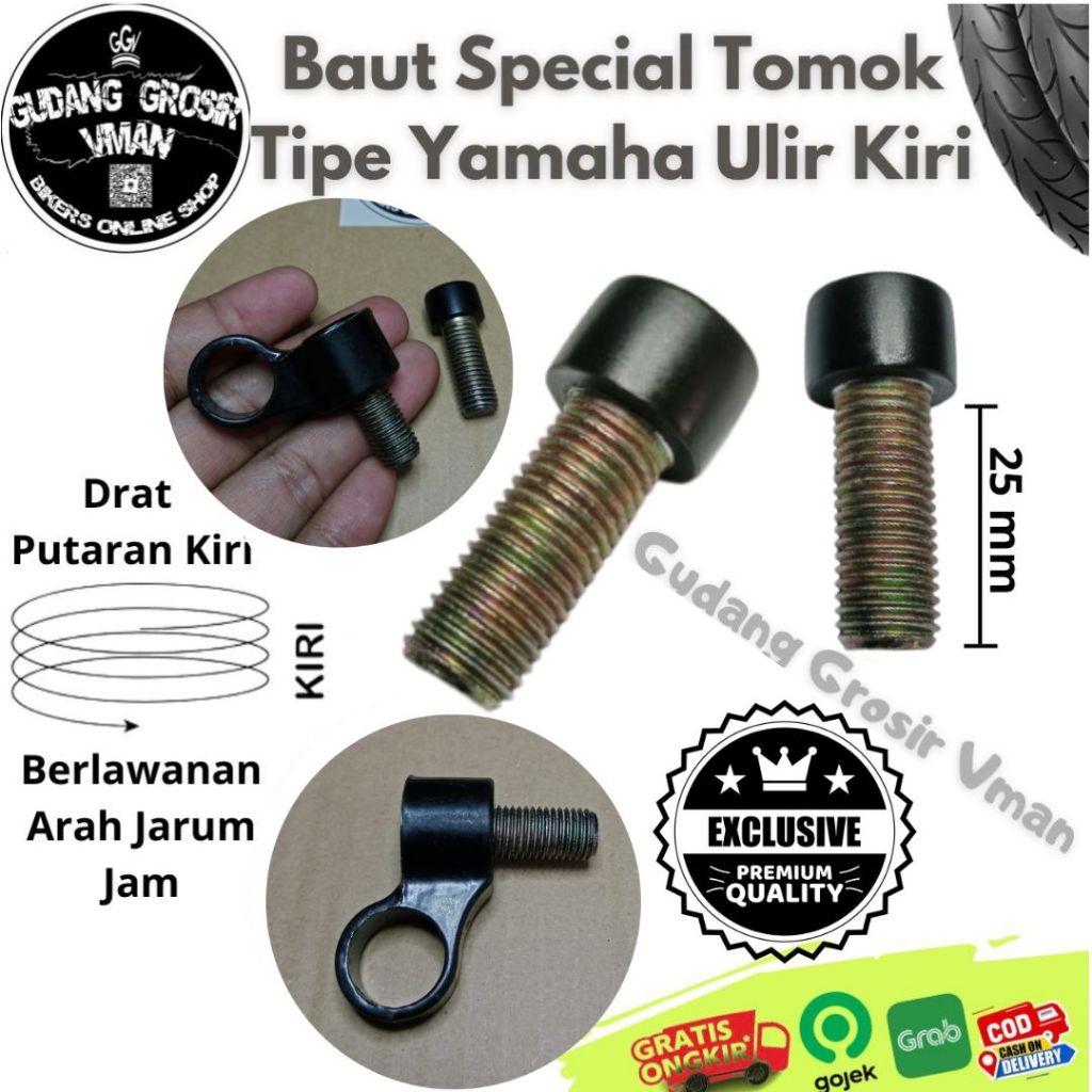 Jual Baut Tomok Yamaha Drat Kiri Special Costom Drat Yamaha Baut Spion ...