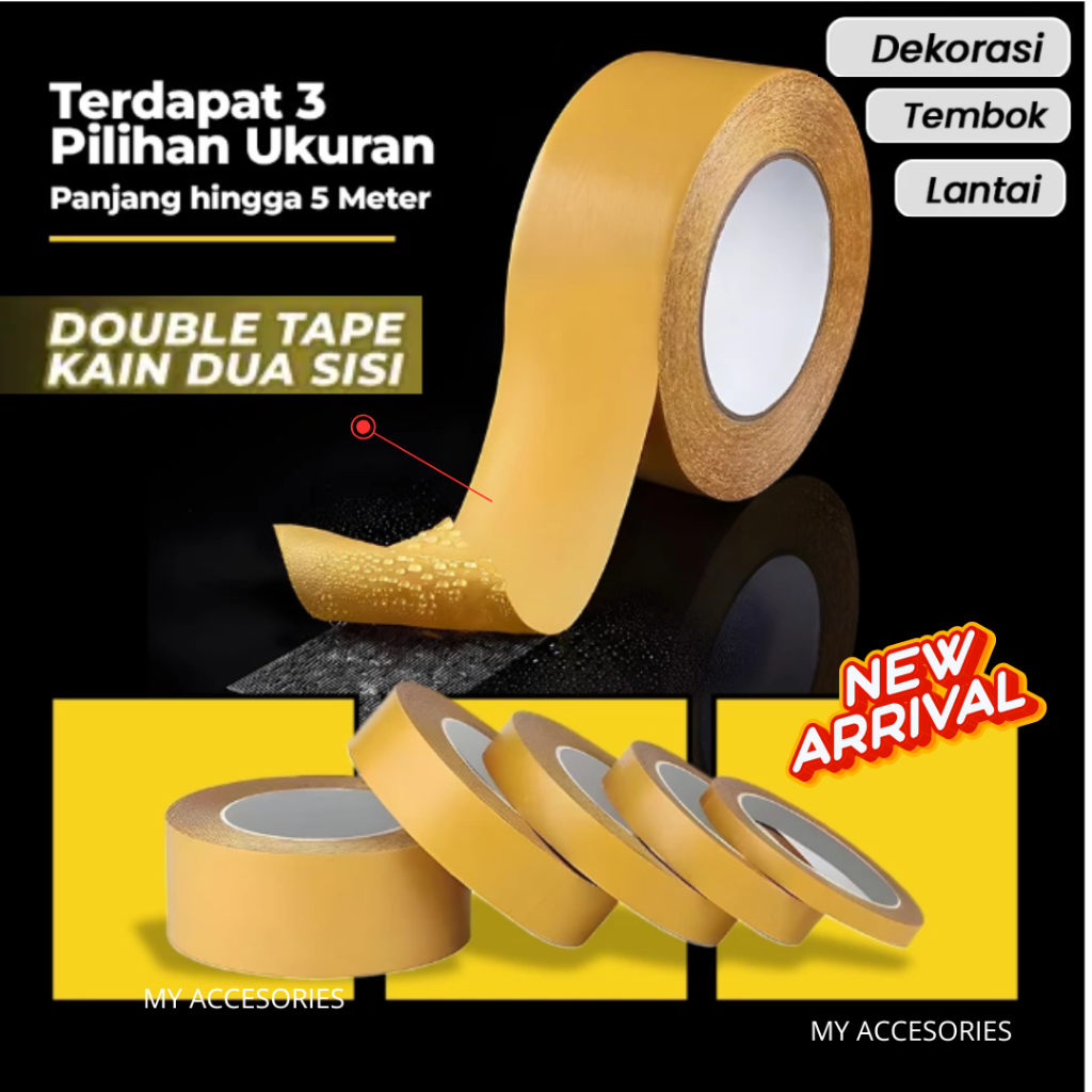 Jual MYC- LAKBAN KUNING DOUBLE TAPE Selotip isolasi Perekat UKURAN 2 CM ...