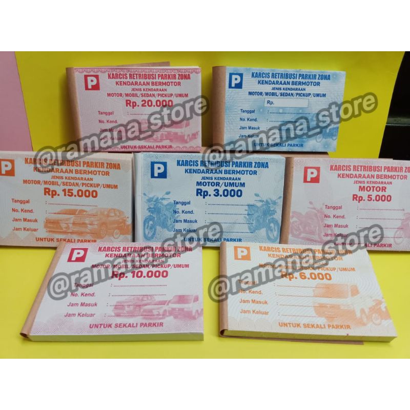 Jual PROMOOOO + BONUUS + + + !!! KARCIS PARKIR MOTOR/MOBIL/TRUK/BUS NOMINAL 2 RB,3 RB, 5 RB,6 RB ...