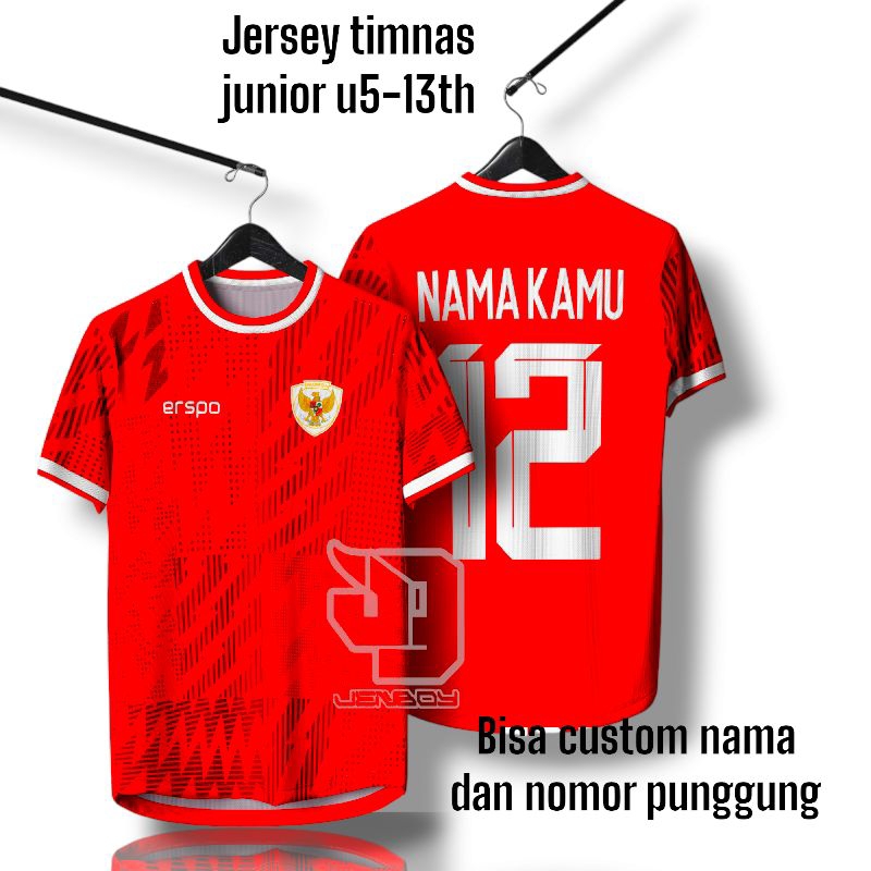 Jual jersey timnas Indonesia 2024 atelan junior bisa custom nama nomor | Shopee Indonesia