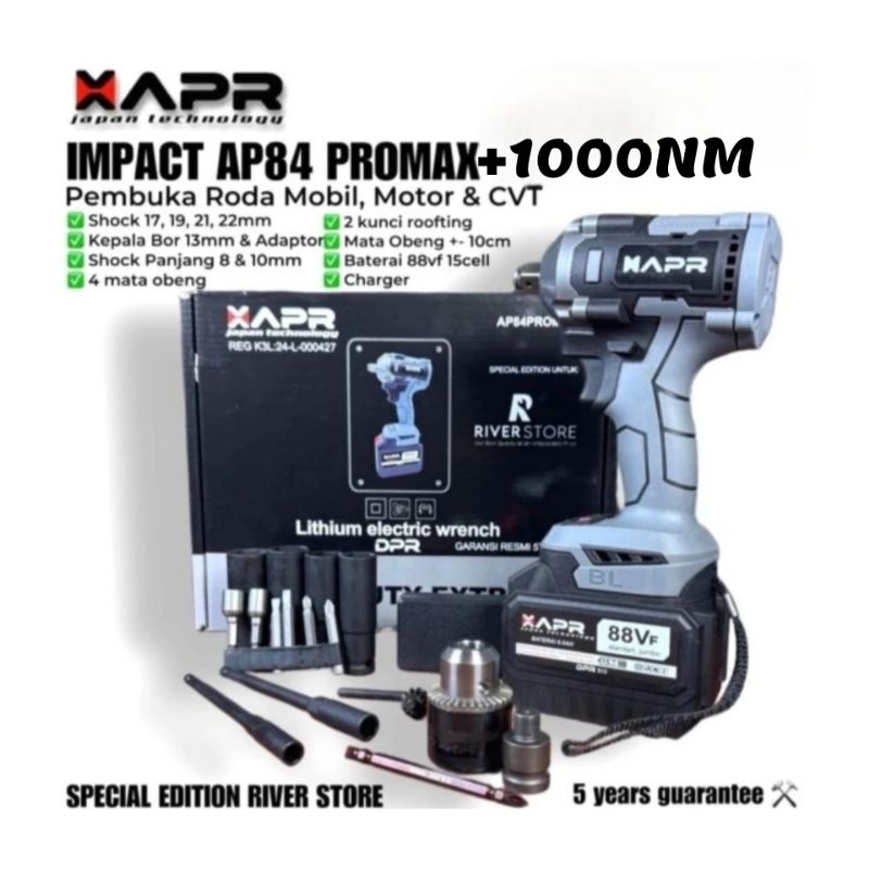 Jual APR AP84PROMAX+ PAKET CVT 1000NM BOR IMPACT WRENCH CORDLESS ...
