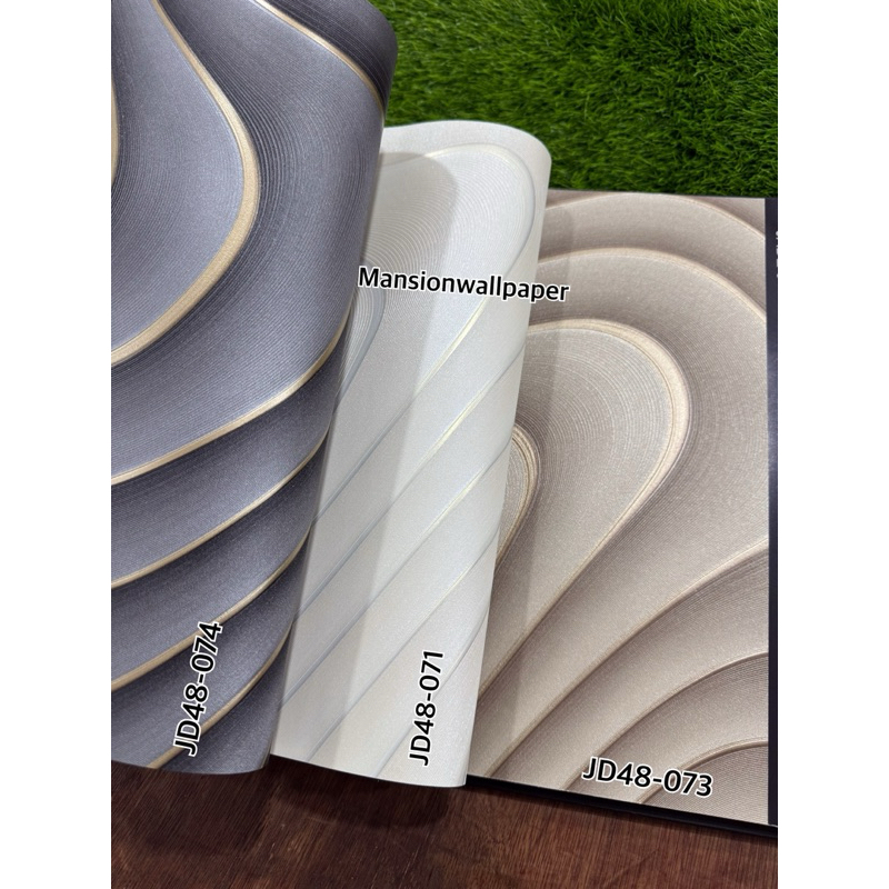 Jual Wallpaper Dinding Wave Curve Ombak Gelombang 3D Silver Abu Cream ...