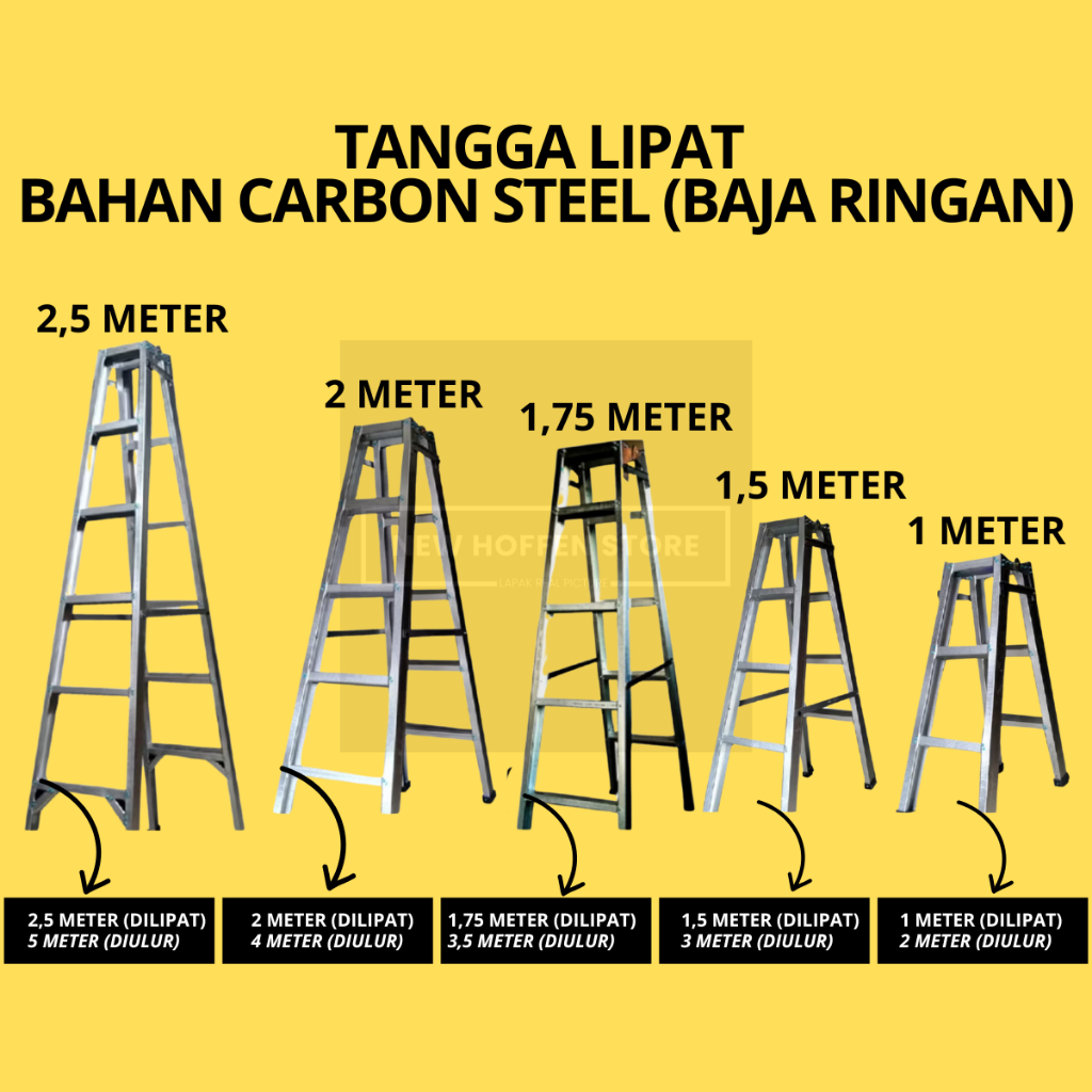 Jual Tangga Lipat Baja Ringan Kuat Ukuran 2,5 M / 2 M / 1,75 M / 1,5 M ...