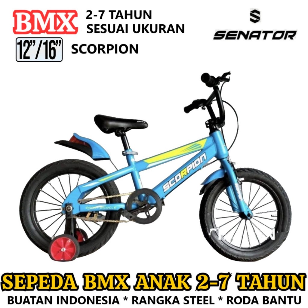 Jual 12" Senator Scorpion MX2 BMX 2-4 Tahun Rangka Steel Rem Caliper ...