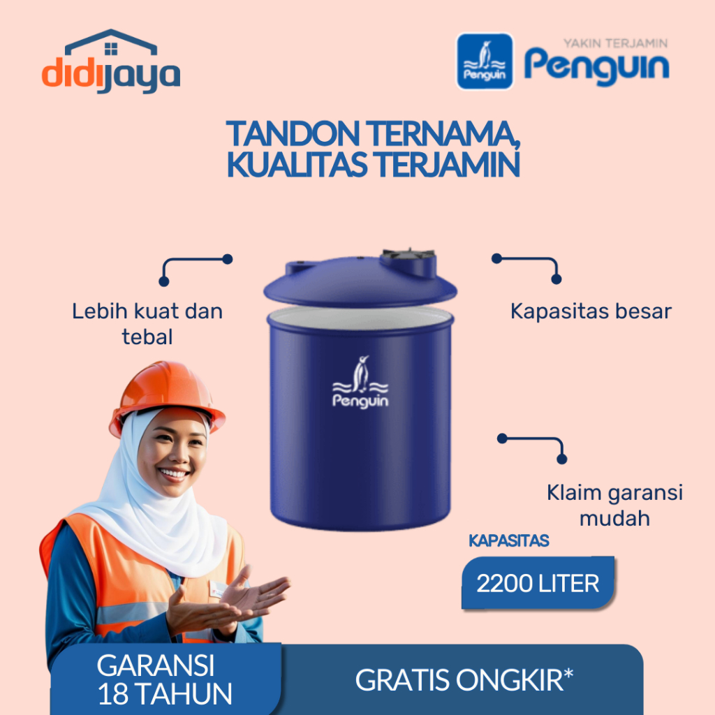 Jual Tandon Air Cylinder Penguin TR 200 2200 Liter | Toren Air | Tangki ...