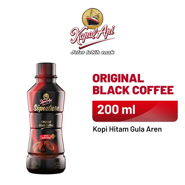 Jual Kapal Api Signature Original Black Coffee 200 mL Botol Pet 200mL ...