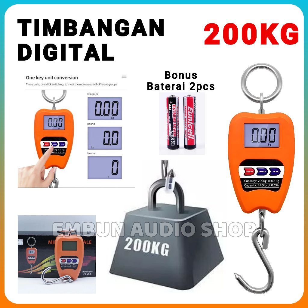 Jual Timbangan Gantung Digital 200 KG BABON BB-200 | Timbangan Barang ...