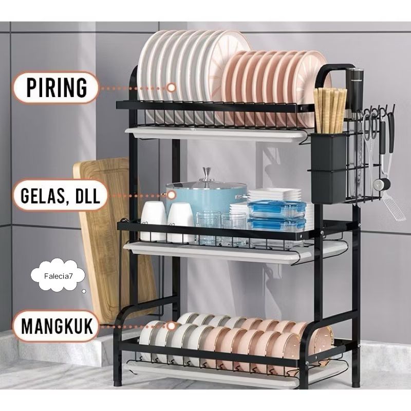 Jual Y- Rak Piring Stainless 3 Tingkat Stainless Steel Rak Dapur ...