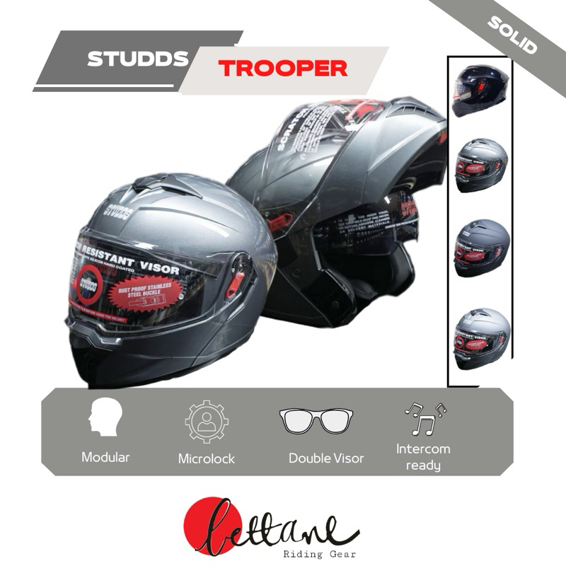Jual HELM STUDDS TROOPER SOLID MODULLAR DOUBLE VISOR | Shopee Indonesia