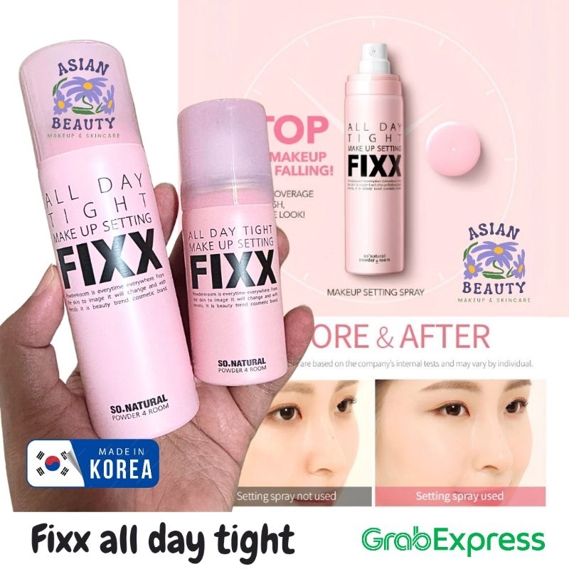 Jual [100% ORI] setting spray KOREA SO NATURAL fixx all day tight ...