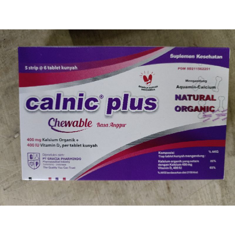 Jual Calnic Plus Chewable Tablet Anggur Kalsium Organik + Vitamin D5000 ...