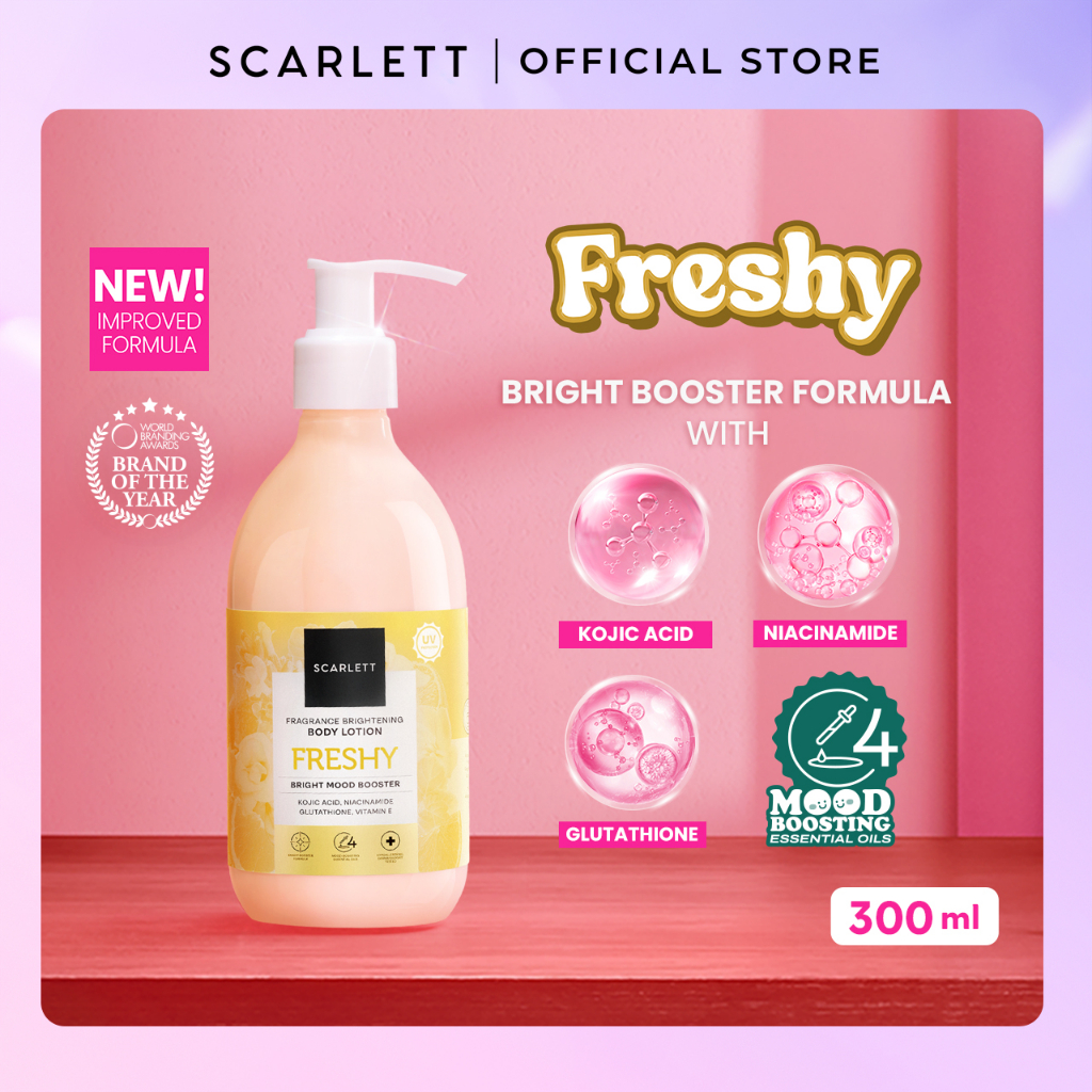 Jual Scarlett Whitening New! Fragrance Brightening Body Lotion Bright Mood Booster Freshy ...