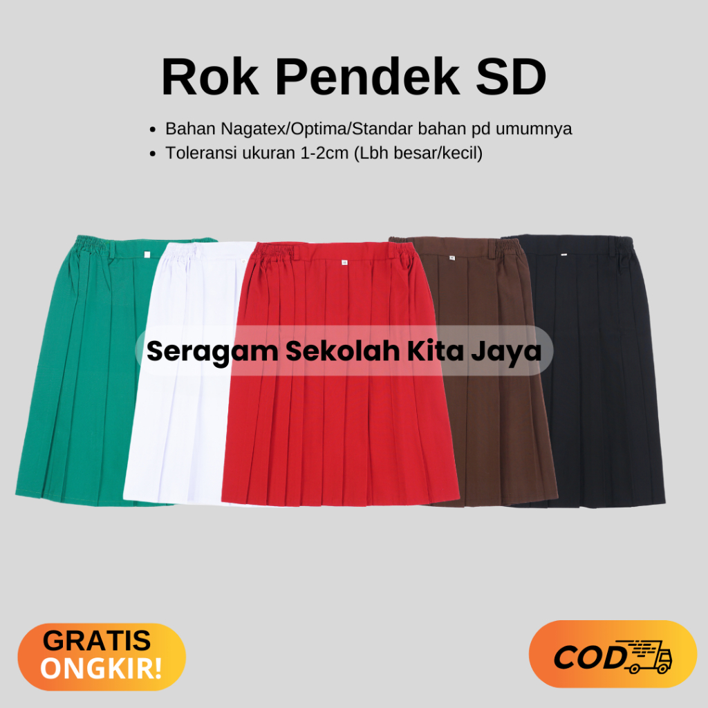Jual ROK PENDEK Sekolah SD Rok Rempel Perempuan Seragam Sekolah SD MI Warna MERAH PUTIH COKLAT ...