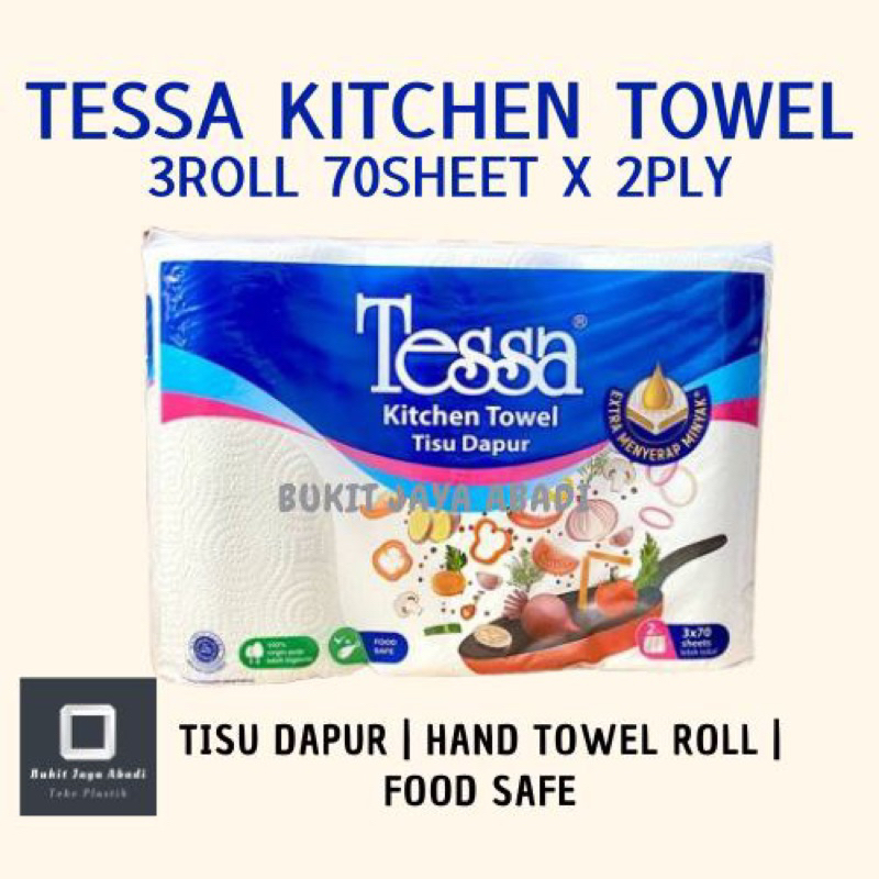 Jual Tisu Tissue TESSA tissue dapur kitchen towel 3 roll 70 s | Shopee ...