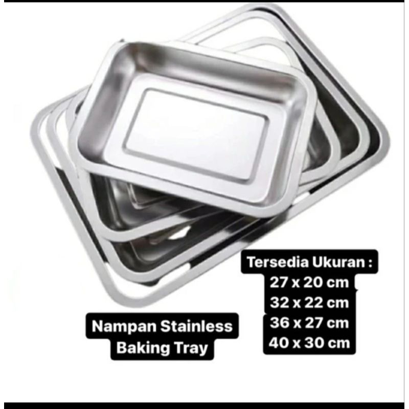 Jual Nampan stainless persegi 27cm x 20cm / baking tray / Nampan baki ...