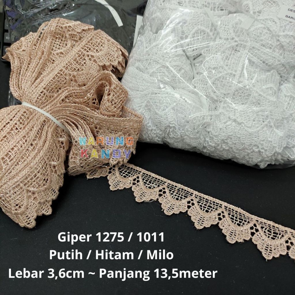Jual Giper 1275 / 1011 3,6cm 13,5meter Putih / Hitam / Milo Renda ...