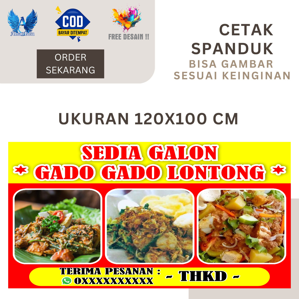 Jual Spanduk Banner GALON ( GADO GADO LONTONG ) UKURAN 150X100 CM ...