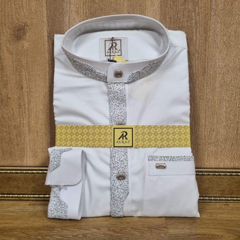Jual Koko Alraz Desain FAIZAL katun Premium Lengan Panjang Manset Putih ...
