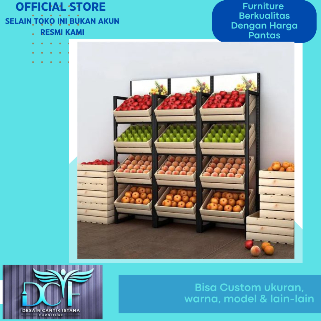 Jual Desain Rak Display Toko Buah Besi Kayu Spec Logo | Shopee Indonesia