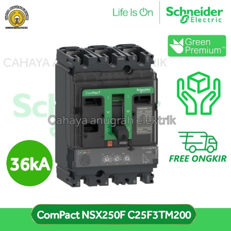 Jual MCCB NSX250F SCHNEIDER 36KA 200A 3P C25F3TM200 NSX 200A 3P Original | Shopee Indonesia