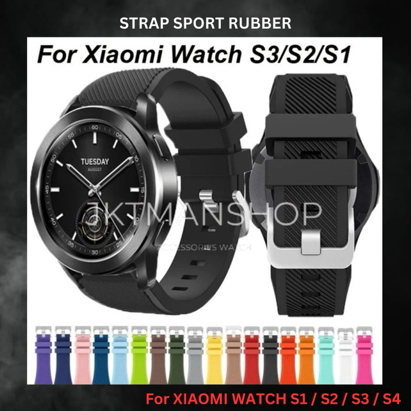 Jual STRAP TALI JAM XIAOMI MI WATCH S1 S2 S3 S4 MODEL SPORT RUBBER LEBAR 22MM | Shopee Indonesia