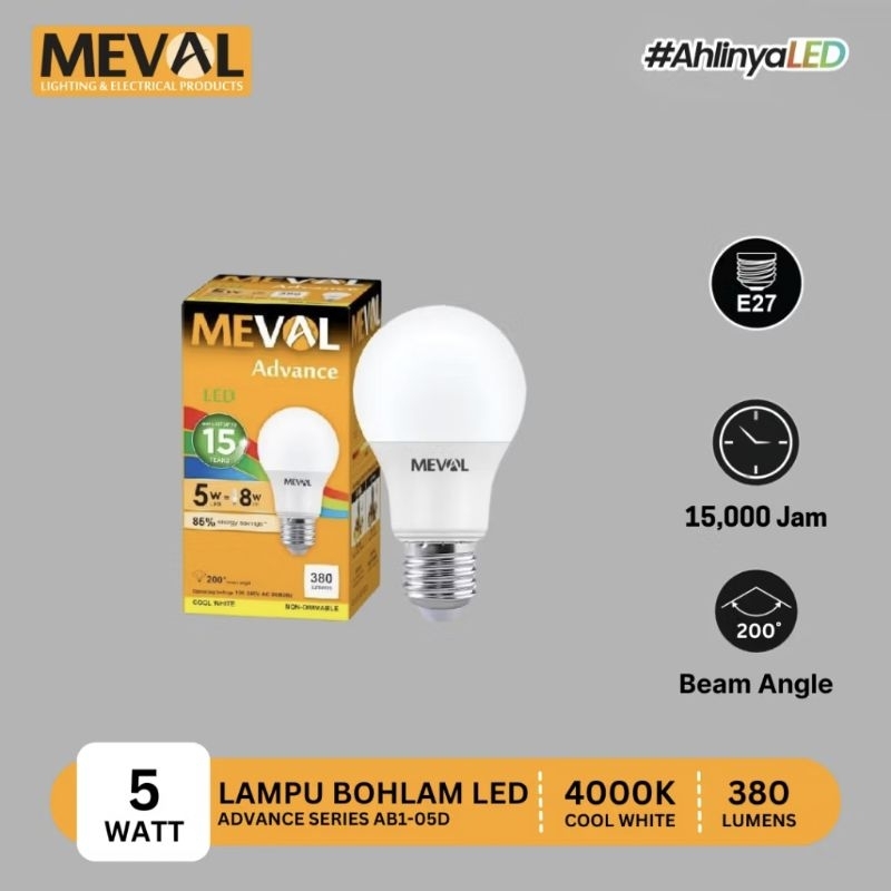 Jual MEVAL Lampu Bohlam LED Bulb Advance 5 Watt | Shopee Indonesia