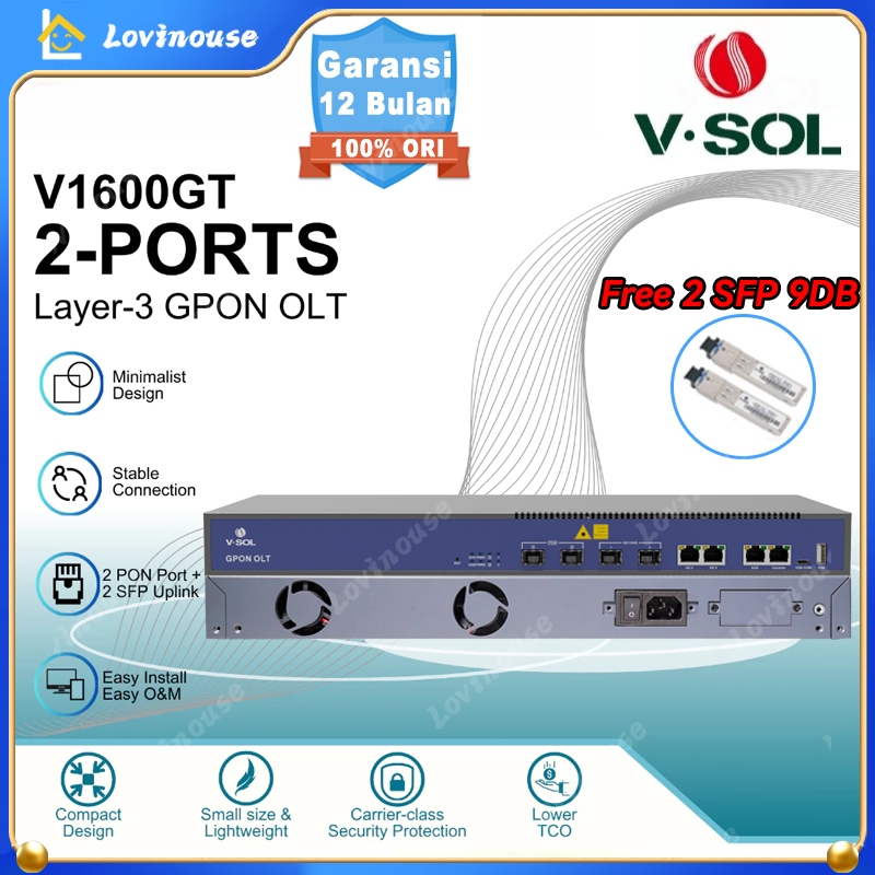 Jual Vsol OLT GPON VSOL With Fan V1600GT 2PORT UPLINK 10GE+ SFP 9DB ...